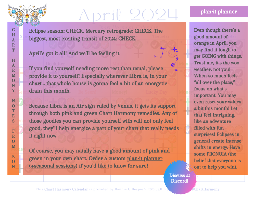 Chart Harmony for April 2024 - Bonnie Gillespie